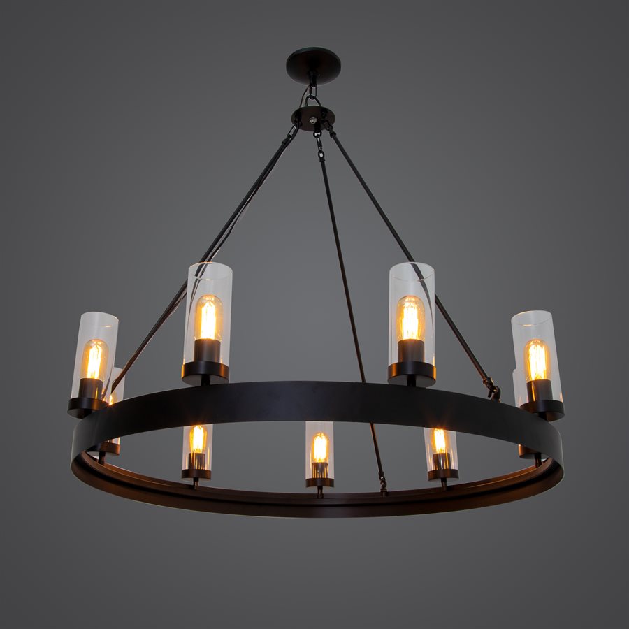 9 Light Chandelier in Black Finish
